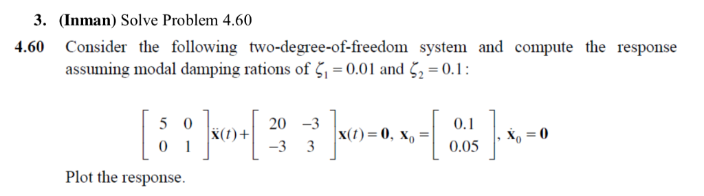 Solved 3. (Inman) Solve Problem 4.60 4.60 Consider the | Chegg.com