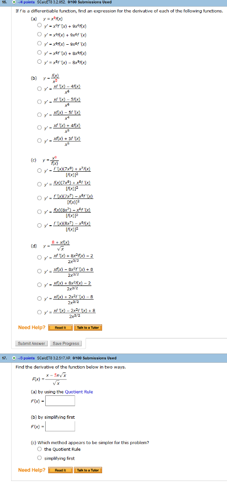 Solved 1. +-1 points SCalcET8 3.2.501.XP. 0/100 Submissions | Chegg.com Solved 1. +-1 points SCalcET8 3.2.501.XP. 0/100 Submissions | Chegg.com
