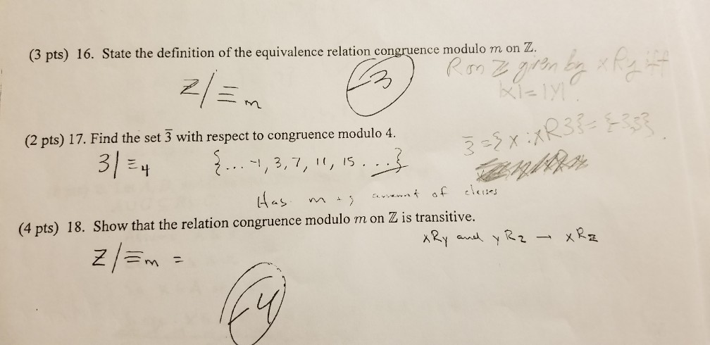Solved (3 pts) 16. State the definition of the equivalence | Chegg.com