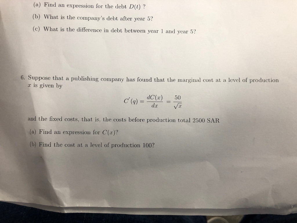 Solved (a) Find an expression for the debt D(t) ? (b) What | Chegg.com