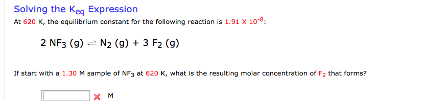 Solved Solving the Keq Expression At 620 K, the equilibrium | Chegg.com