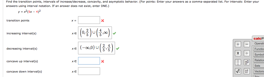 Solved Find the transition points, intervals of | Chegg.com