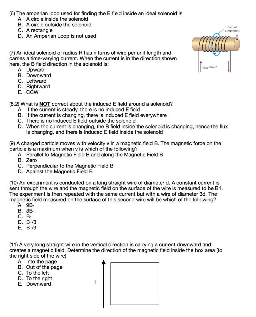 Solved (6) The amperian loop used for finding the B field | Chegg.com