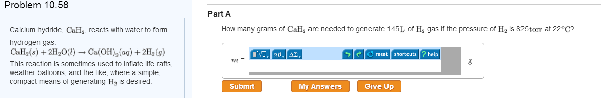 Solved Calcium hydride, CaH2, reacts with water to form | Chegg.com