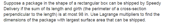 Solved Suppose a package in the shape of a rectangular box | Chegg.com