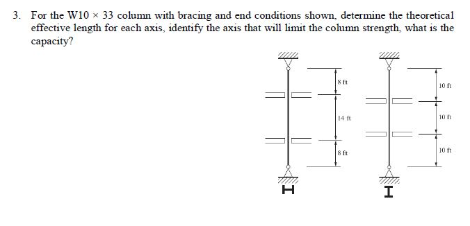 Solved For the W10 x 33 column with bracing and end | Chegg.com
