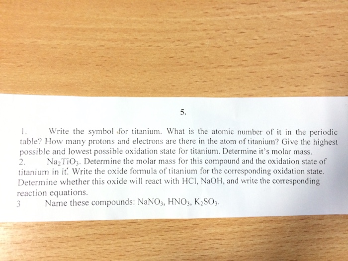 Solved Write the symbol .for titanium. What is the atomic | Chegg.com