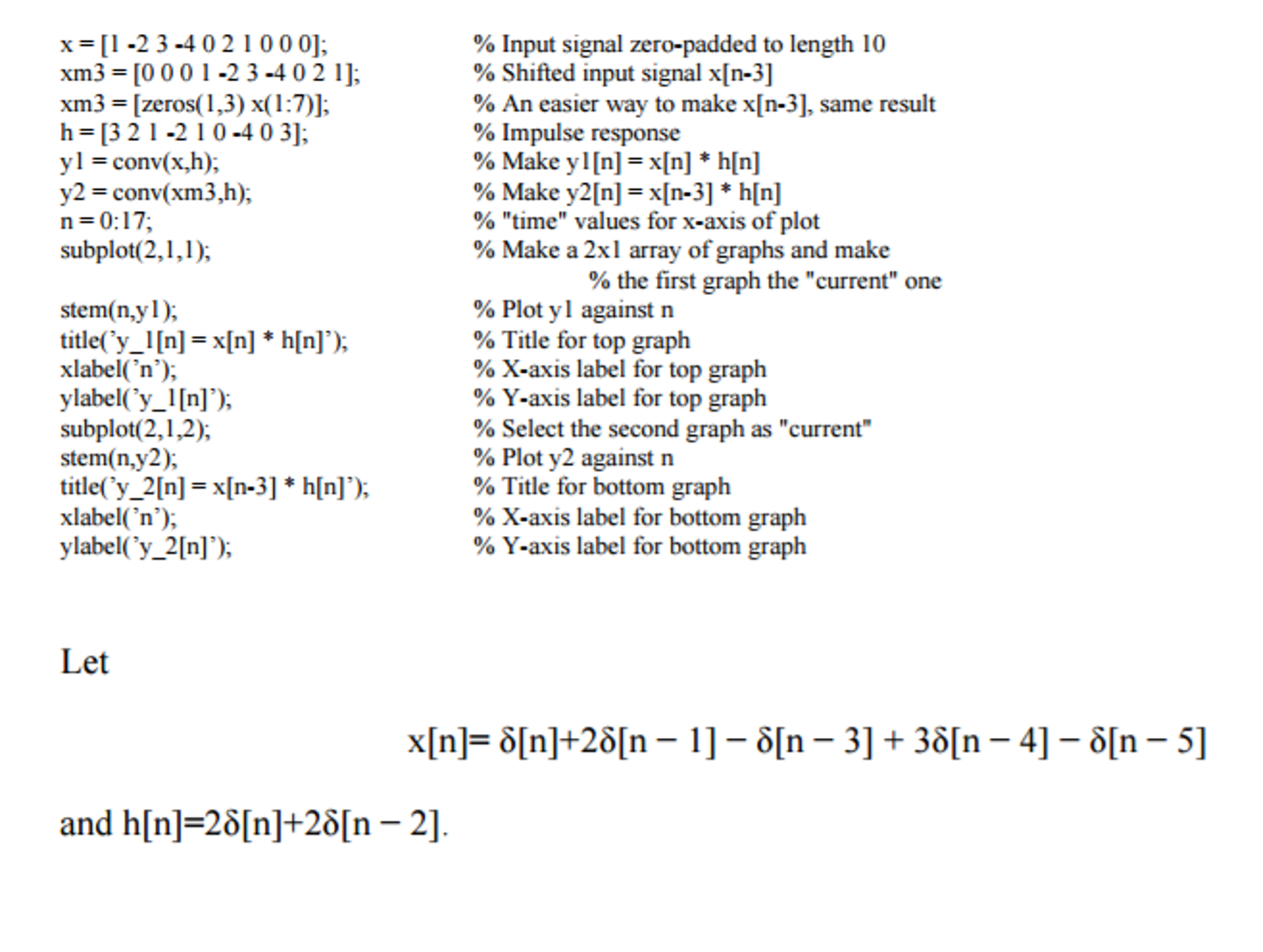 Solved signals and systems matlab | Chegg.com Solved signals and systems matlab | Chegg.com