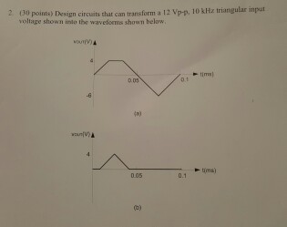 Solved Design circuits that can transform a 12 vp-p, 10 kHz | Chegg.com