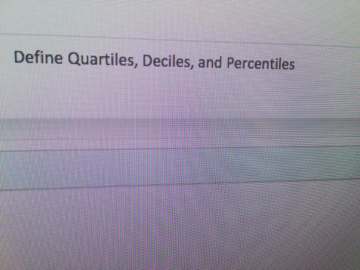 Solved Define Quartiles Deciles And Percentiles
