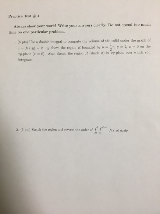 Solved Use A Double Integral To Compute The Volume Of The
