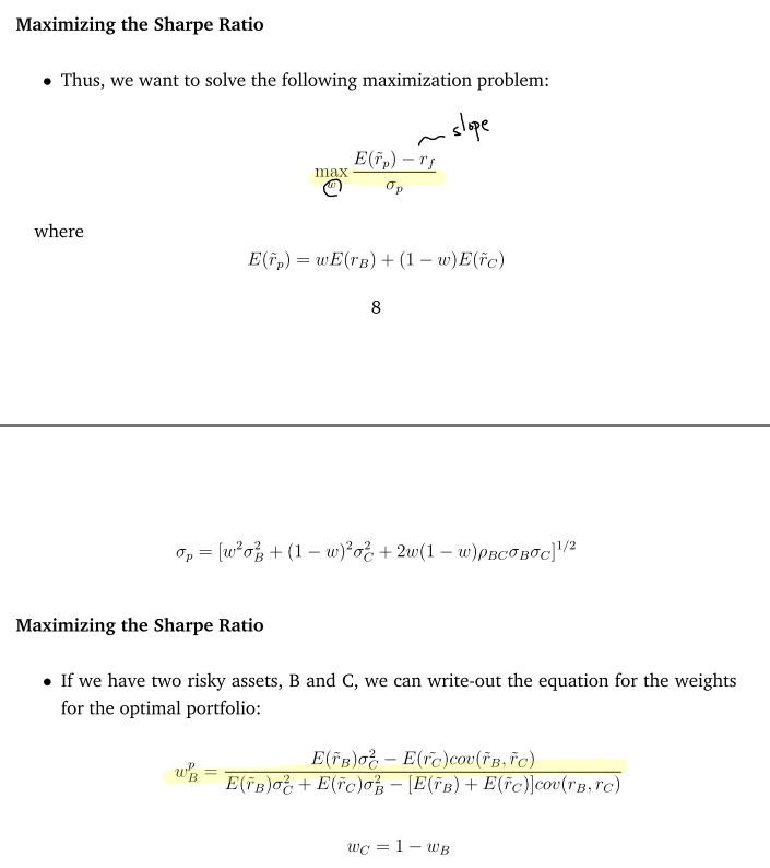Solved Maximizing the Sharpe Ratio Thus, we want to solve | Chegg.com