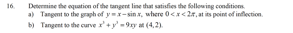 Solved Determine the equation of the tangent line that | Chegg.com