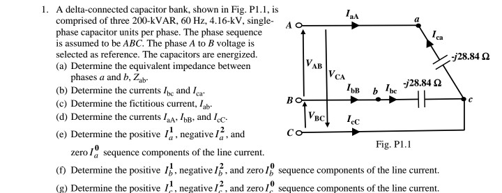 Solved A delta-connected capacitor bank, shown in Fig. P1.1, | Chegg.com