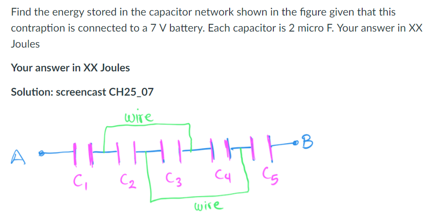 Solved Find the energy stored in the capacitor network shown | Chegg.com