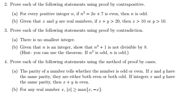 Solved 2 Prove Each Of The Following Statements Using Proof
