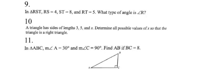 Solved In delta RST, RS = 4, ST = 8, and RT = 5. What type | Chegg.com
