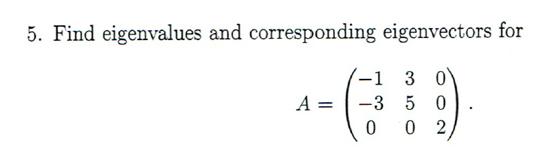 Solved Find eigenvalues and corresponding eigenvectors for 0 | Chegg.com
