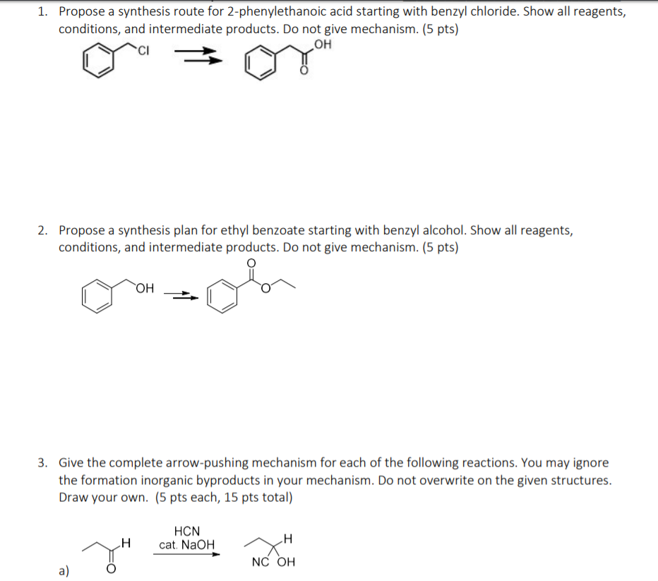 Solved Propose a synthesis route for 2-phenylethanoic acid | Chegg.com