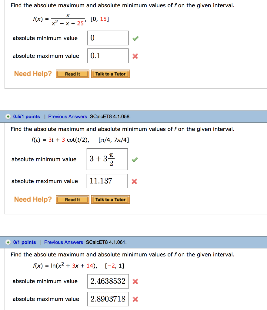 Solved Find The Absolute Maximum And Absolute Minimum Values Chegg Solved Find The Absolute Maximum And Absolute Minimum Values Chegg