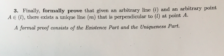 Solved Finally, formally prove that given an arbitrary line | Chegg.com