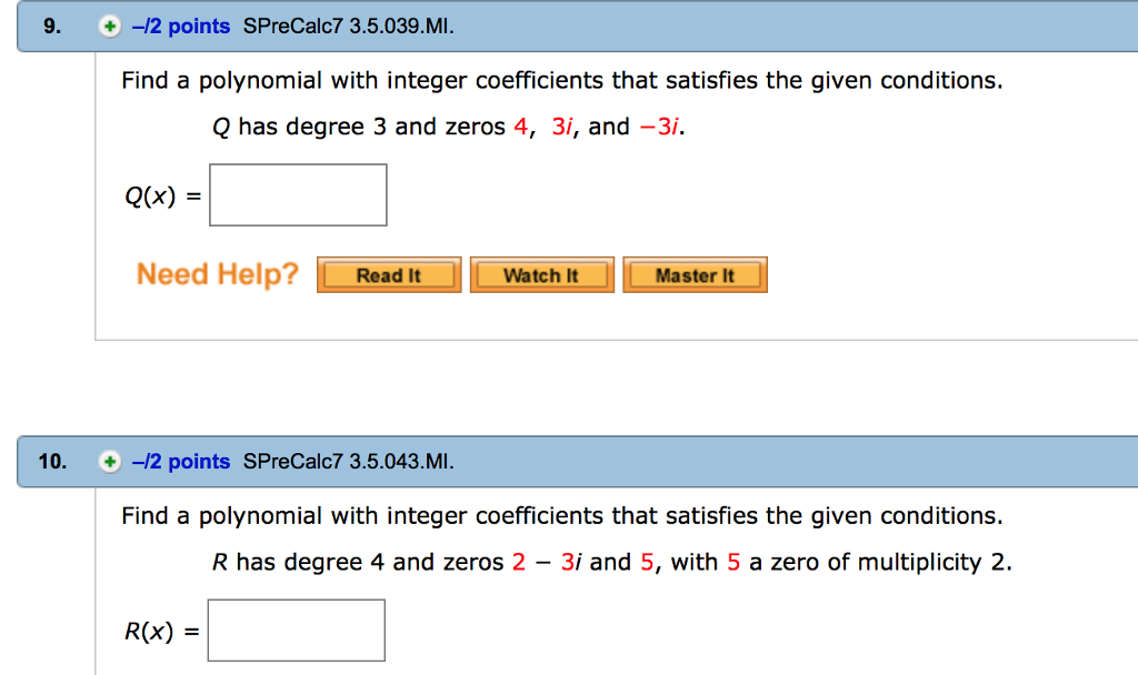 Solved Find A Polynomial With Integer Coefficients That 