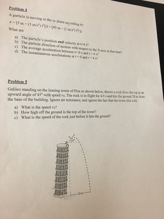 Solved A particle is moving in the xy plane according to: r | Chegg.com