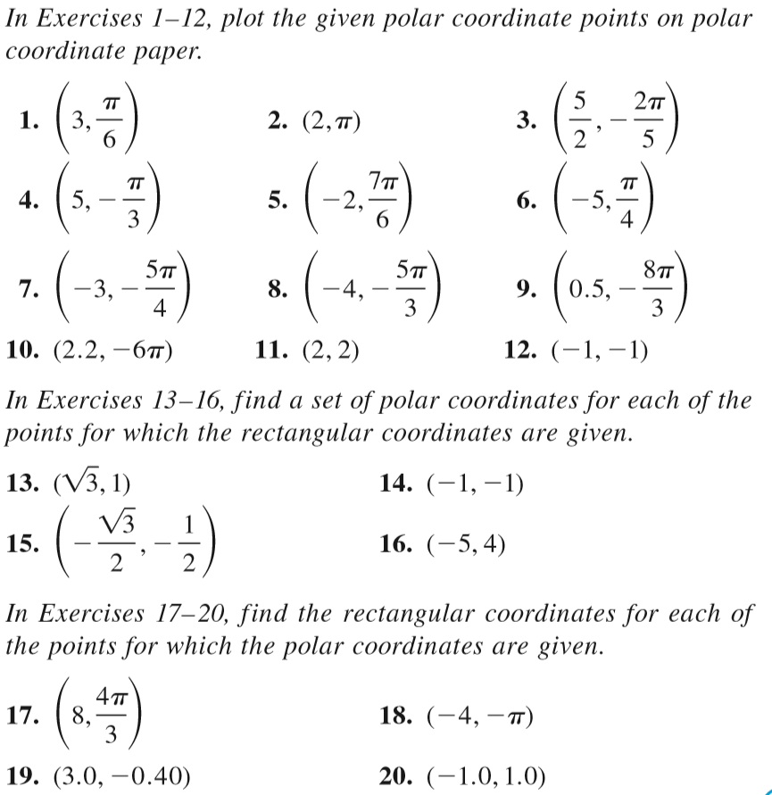 Solved In Exercises 1-12, plot the given polar coordinate | Chegg.com