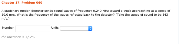 Solved A stationary motion detector sends sound waves of | Chegg.com