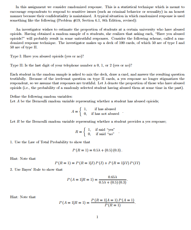 Solved In this assignment we consider randomized response. | Chegg.com
