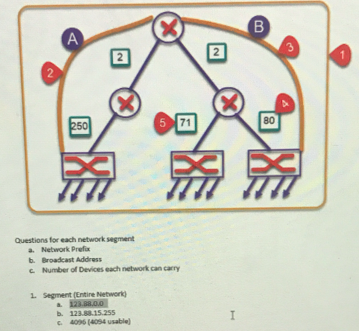 Solved Needs : network prefix for network A ,B and for whole | Chegg.com