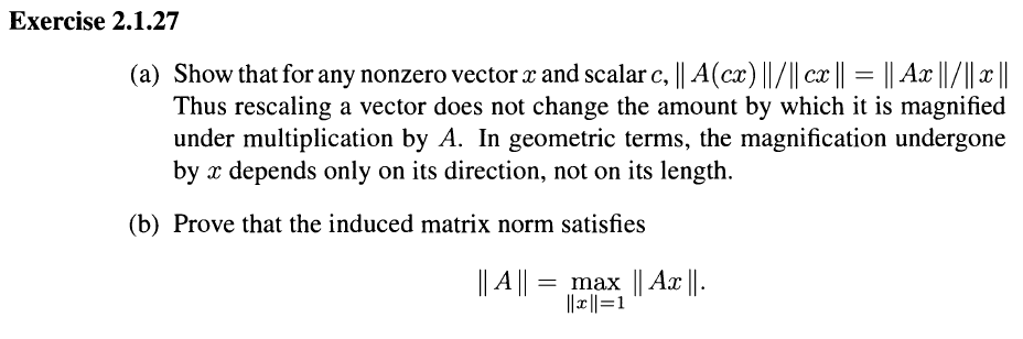 Solved Show that for any nonzero vector x and scalar c, | Chegg.com