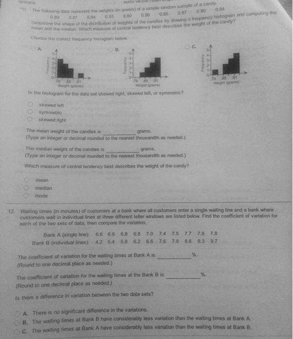 Solved The following data represent the weights (in grams) | Chegg.com