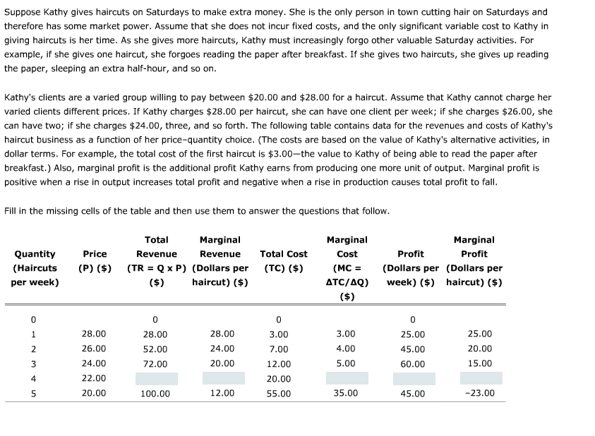Solved Suppose Kathy gives haircuts on Saturdays to make | Chegg.com