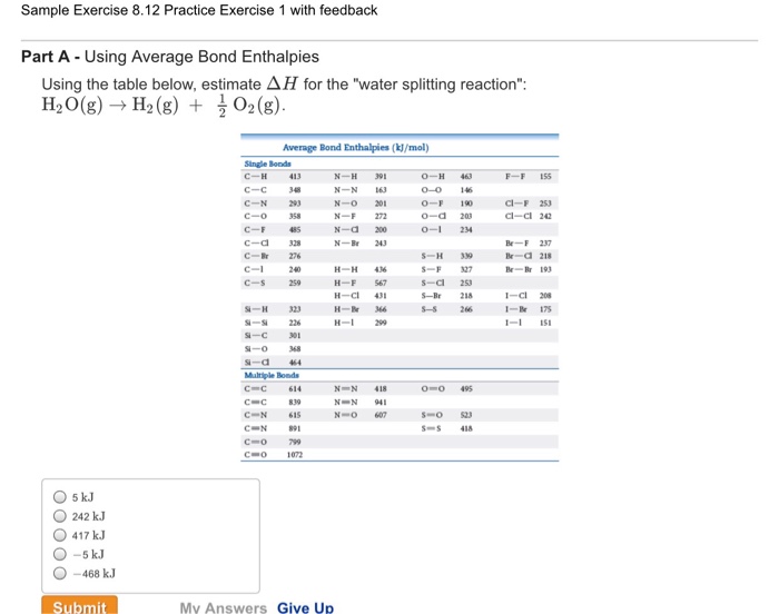 Solved Using the table below, estimate delta H for the | Chegg.com