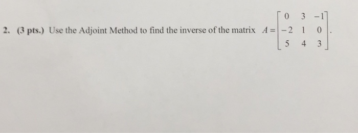 Solved Use the Adjoint Method to find the inverse of the | Chegg.com