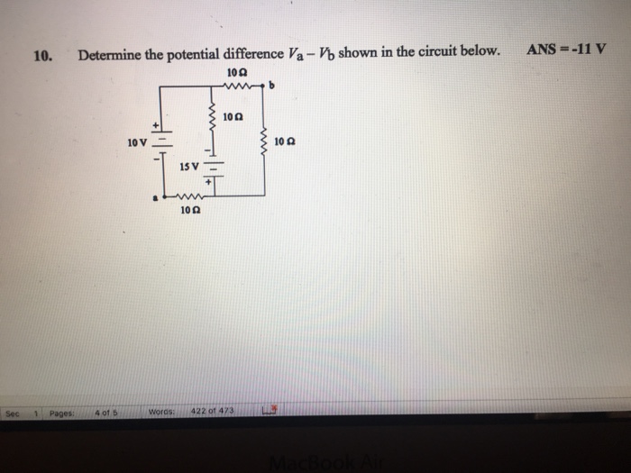 Solved Determine the potential difference Va-Vb shown in the | Chegg.com