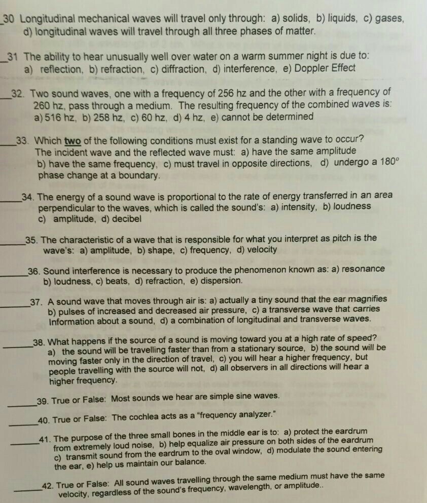 Solved 30 Longitudinal mechanical waves will travel only | Chegg.com