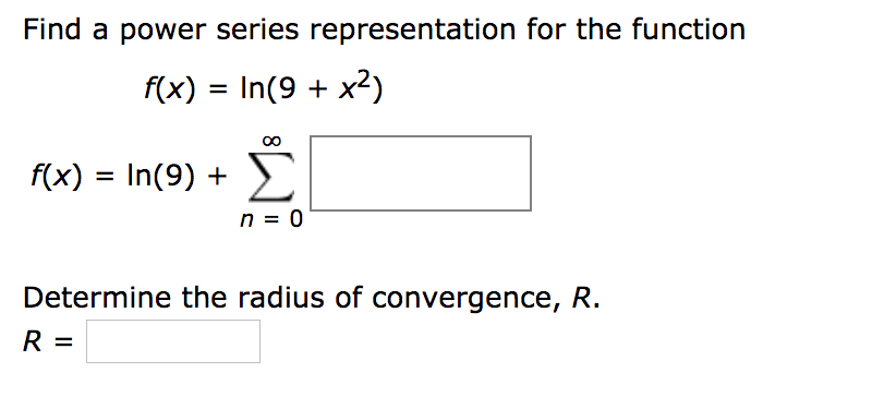 Solved Find a power series representation for the function | Chegg.com