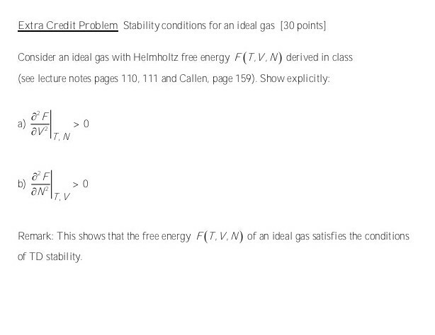 Solved Extra Credit Problem Stability conditions for an | Chegg.com