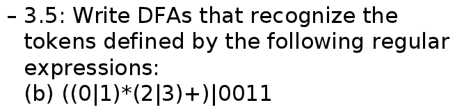 Solved - 3.5: Write DFAs that recognize the tokens defined | Chegg.com
