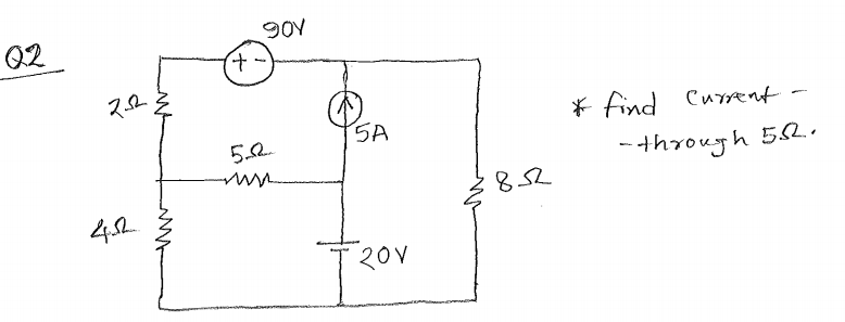 Solved FInd current through the 5 ohm resistor. Find answer | Chegg.com