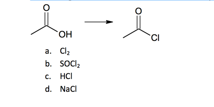 Solved Which reagent would convert acetic acid to acetyl | Chegg.com