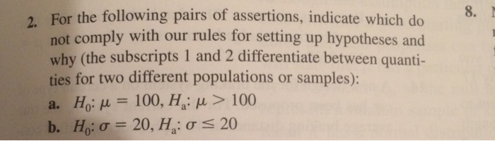Solved For the following pairs of assertions, indicate which | Chegg.com