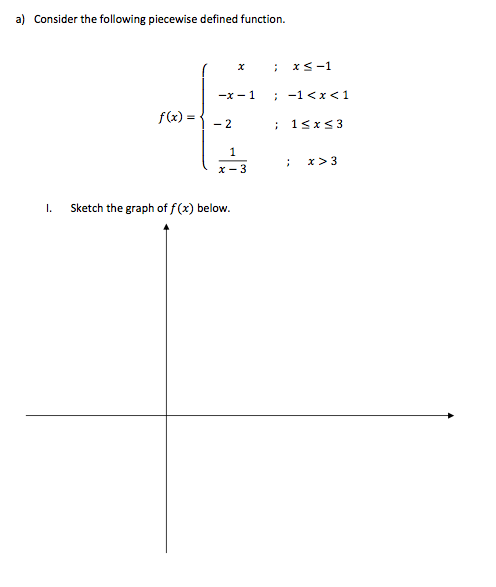 Solved a) Consider the following piecewise defined function. | Chegg.com
