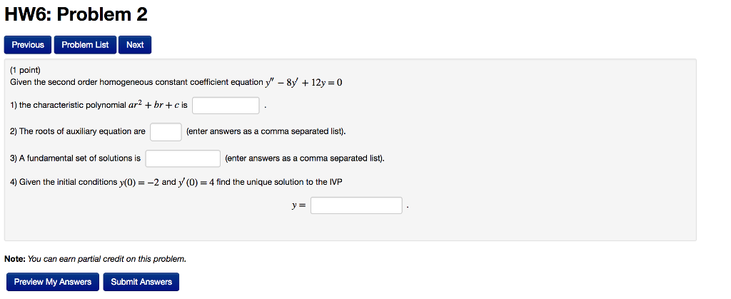 Solved Hw6 Problem 2 Previous Problem Listnext 1 Point