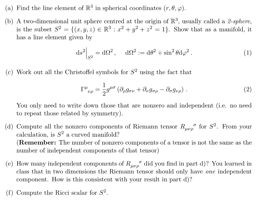 Solved (a) Find the line element of R3 in spherical | Chegg.com