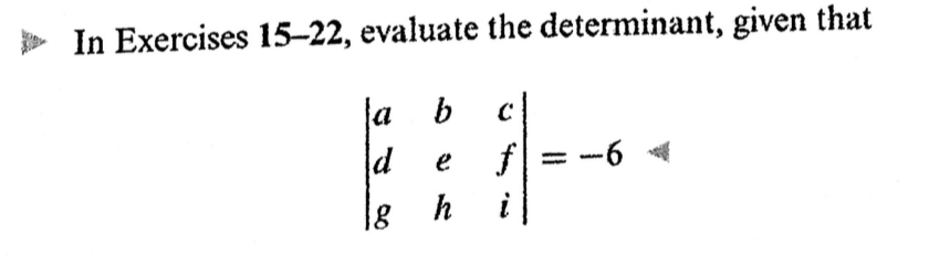 Solved In Exercises 15-22, evaluate the determinant, given | Chegg.com