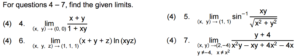 Solved For questions 4 - 7, find the given limits. lim_(x, | Chegg.com