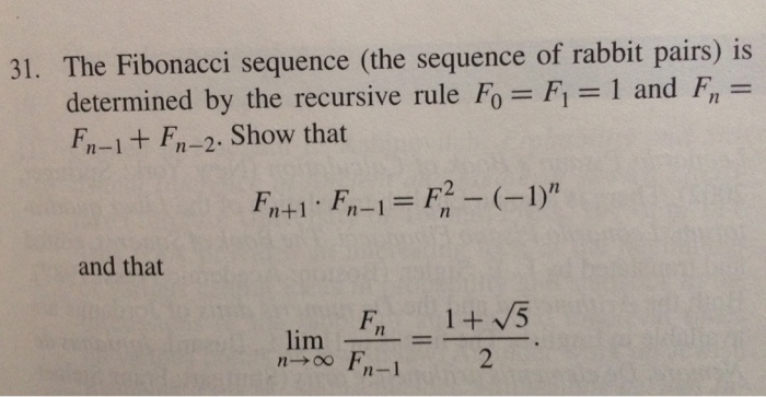 Solved The Fibonacci sequence (the sequence of rabbit pairs) | Chegg.com